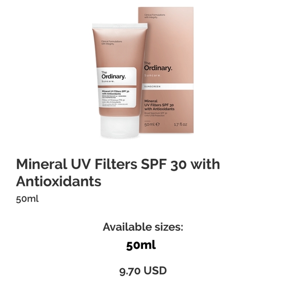 The Ordinary | Skincare | The Ordinary Mineral Spf 3 Sunscreen | Poshmark
